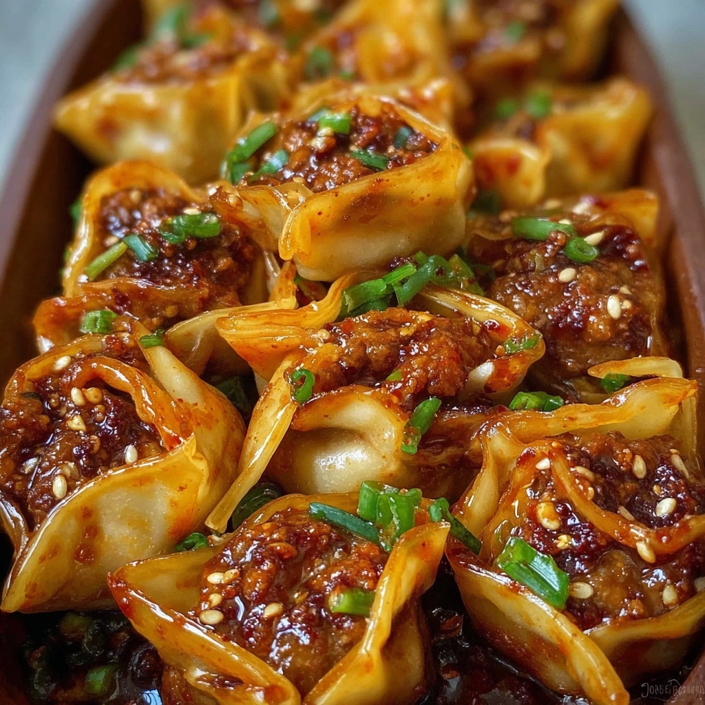 Spicy Beef Wontons with Sesame and Green Onion – MOMS COOKING